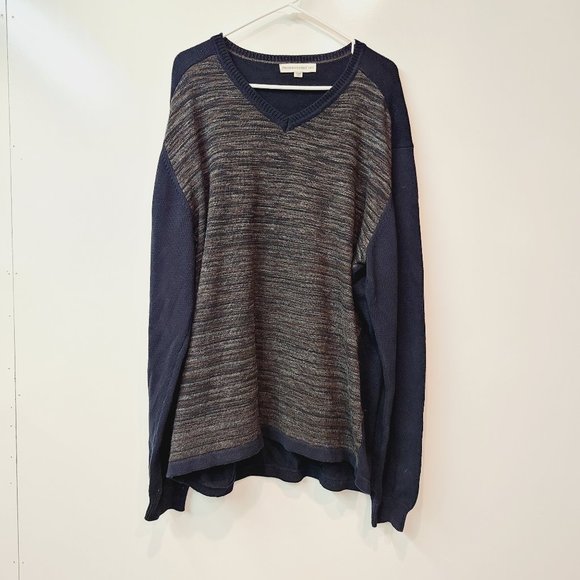 Pronto Uomo | Sweaters | Pronto Uomo Navy Blue Brown V Neck Sweater ...